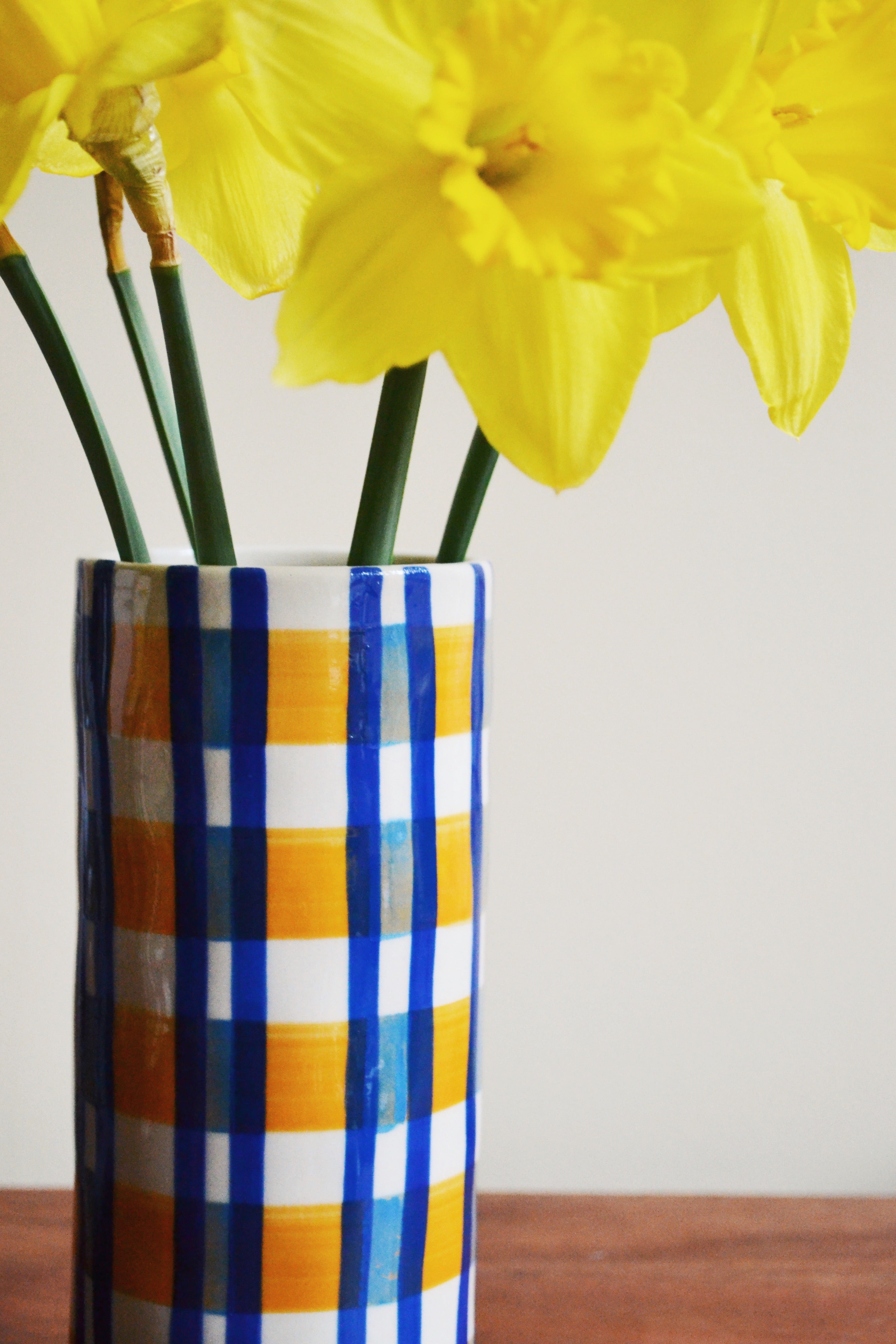 Blue and Orange Check Vase – Spicer and Wood