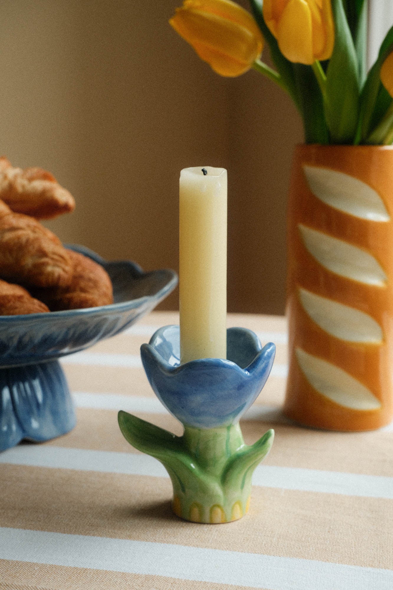 Blue Ceramic Flower Candle Holder – Spicer and Wood