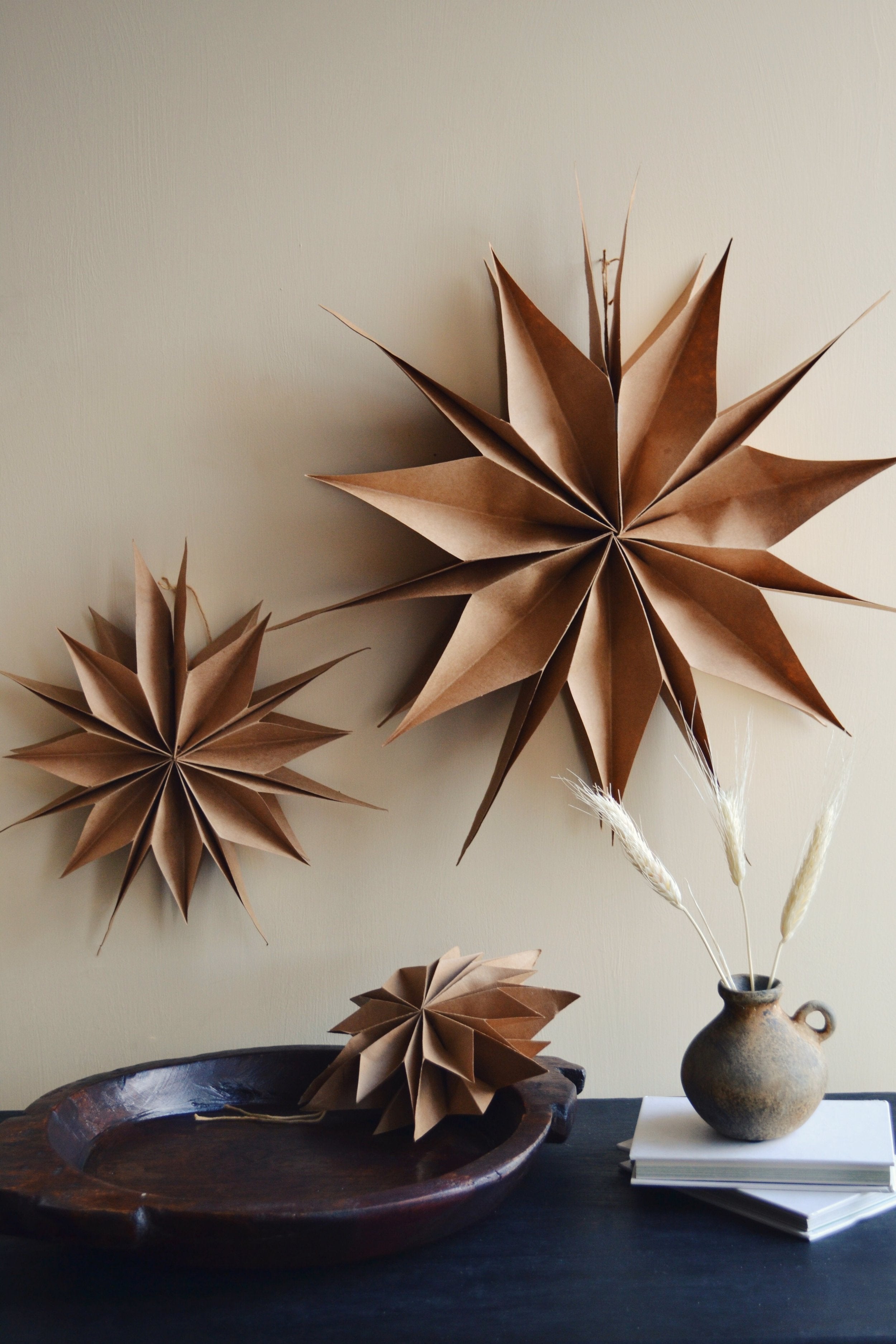 Capella Brown Paper Star Decoration - Three Sizes Available – Spicer ...